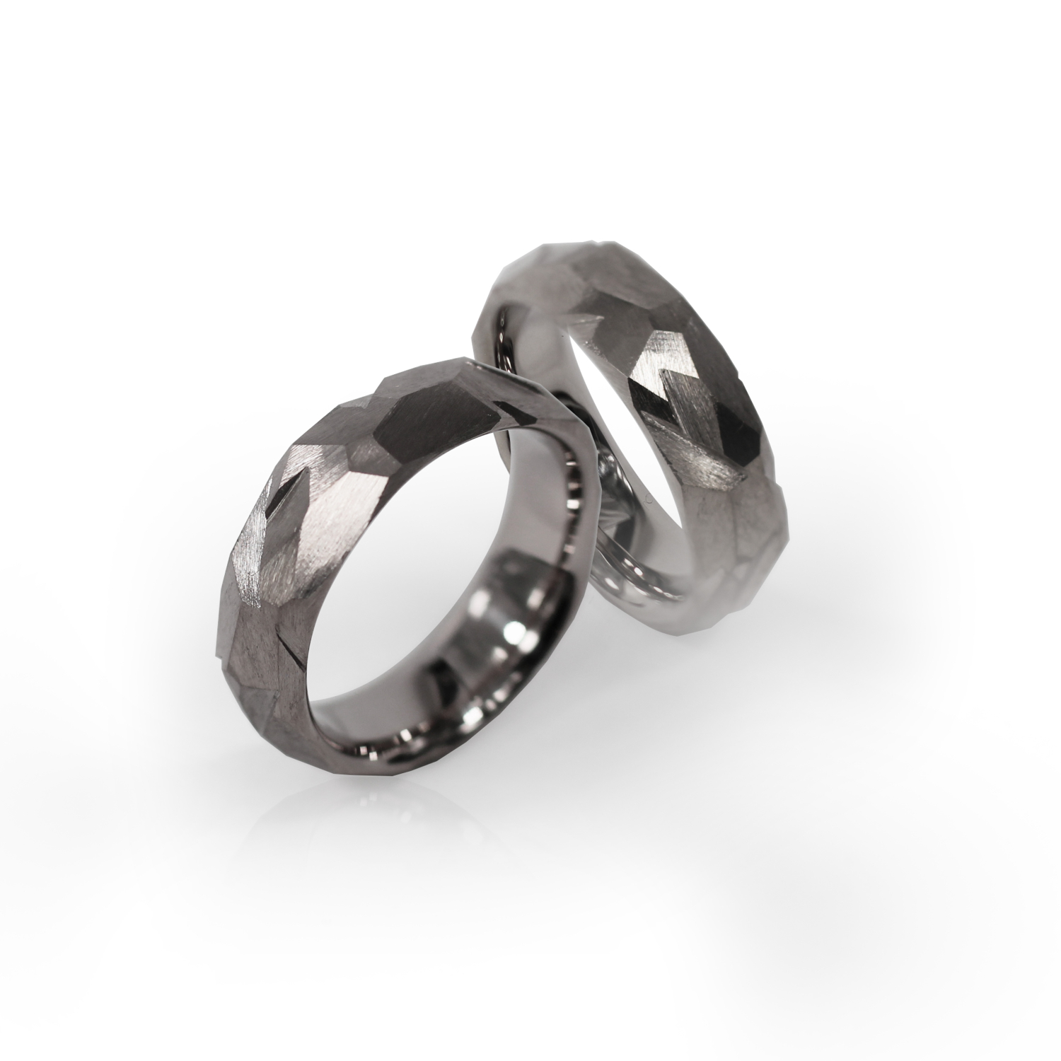 Hand Made Wedding Ring-18ct White Gold-Rock Facets - William Cheshire